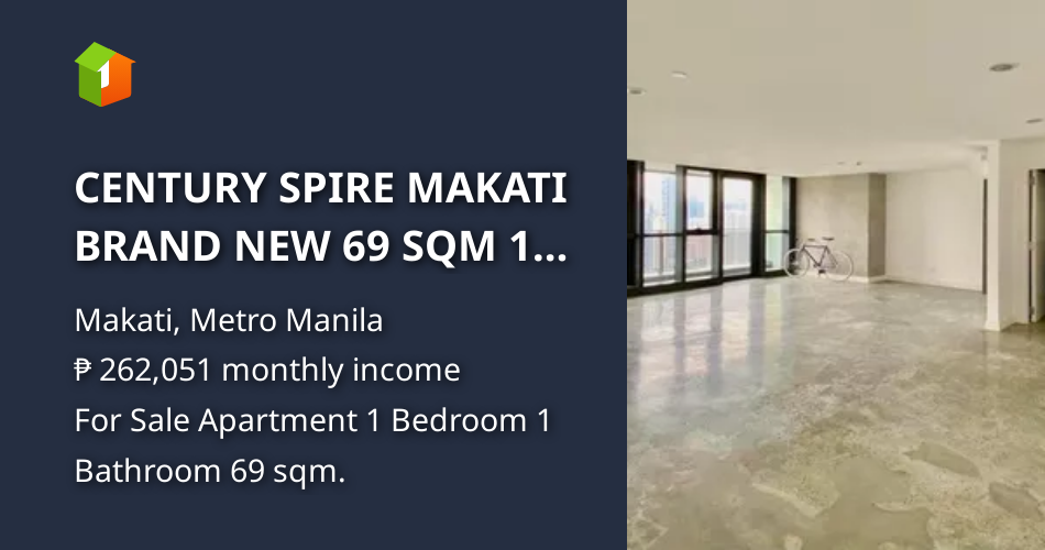 CENTURY SPIRE MAKATI BRAND NEW 69 SQM 1-BEDROOM LOFT FOR SALE BY OWNER ...