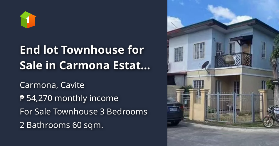 End lot Townhouse for Sale in Carmona Estates Lantic Carmona Cavite ...