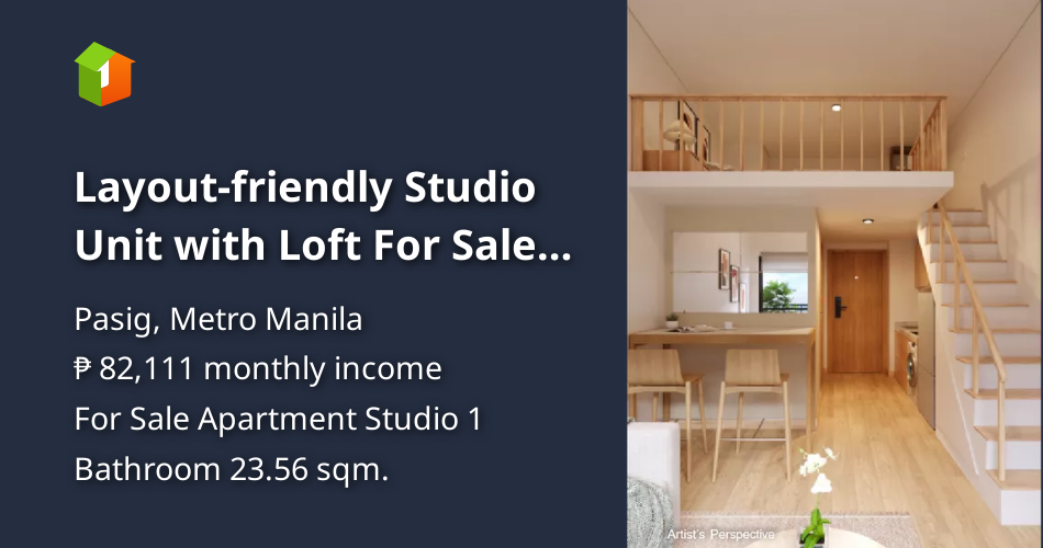 Layout-friendly Studio Unit with Loft For Sale at Lykke Kondo by PH1 World Developer in Pasig ...