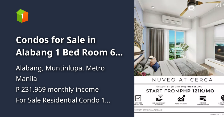 Condos for Sale in Alabang 1 Bed Room 61 SQM with Balcony Pre Selling ...