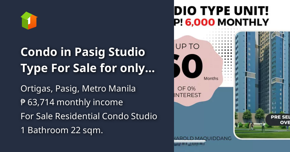 Condo in Pasig Studio Type For Sale for only 4K monthly [Condos 🏙️ ...