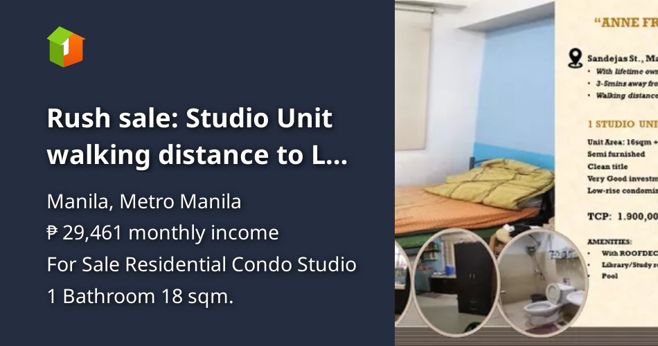 Rush sale: Studio Unit walking distance to La Salle [Condos 🏙️] (March 2023) in Manila, Metro ...