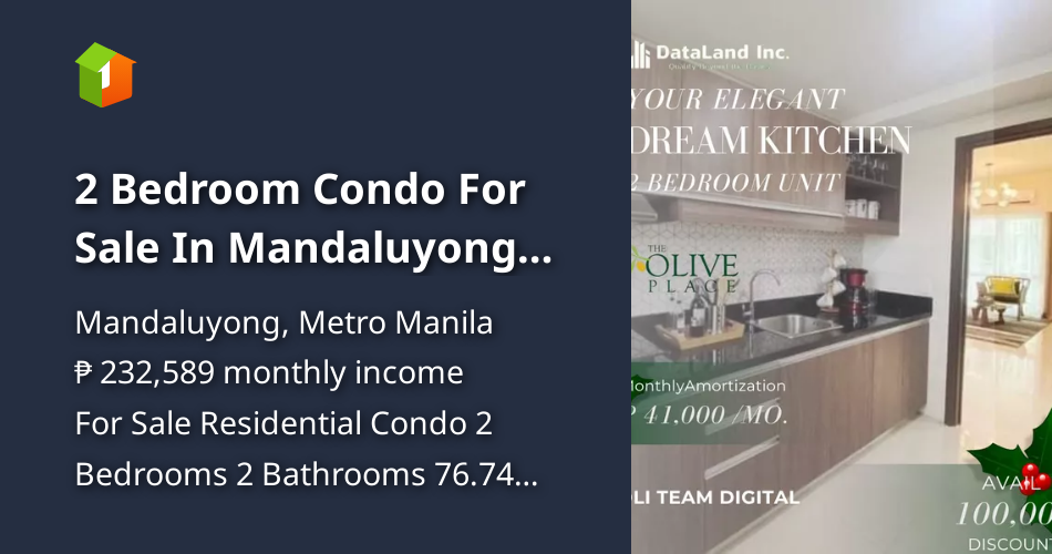 2 Bedroom Condo For Sale In Mandaluyong City The Olive Place - Shaw ...