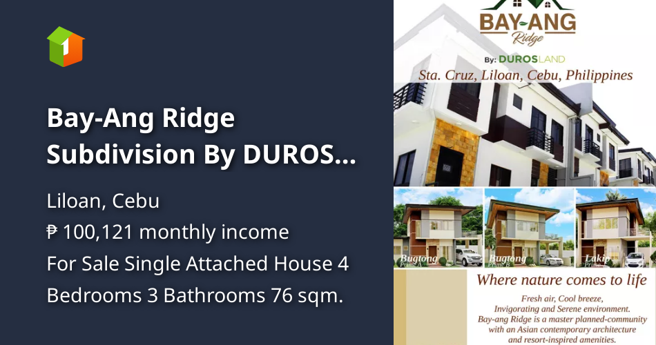 Bay-Ang Ridge Subdivision By DUROS LAND PROPERTIES Sta Cruz Liloan Ceb ...