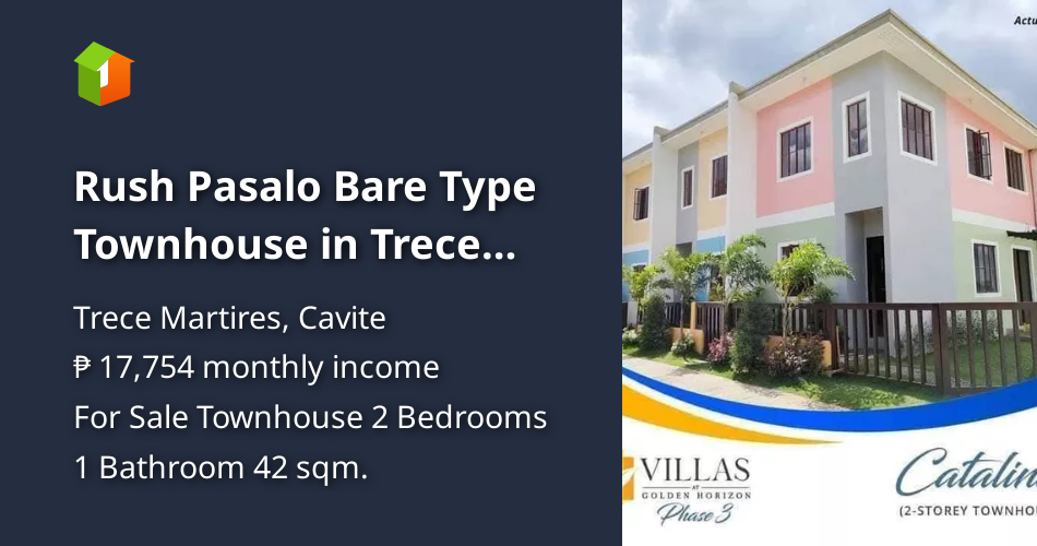 Rush Pasalo Bare Type Townhouse in Trece Martires | 9K Monthly [Houses ...