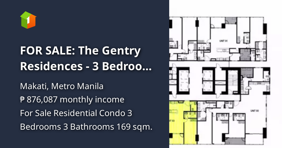 FOR SALE: The Gentry Residences - 3 Bedroom Unit, Unfurnished, 169 Sqm ...