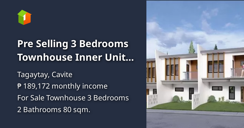 Pre Selling 3 Bedrooms Townhouse Inner Unit in Avida Serin Terraces ...