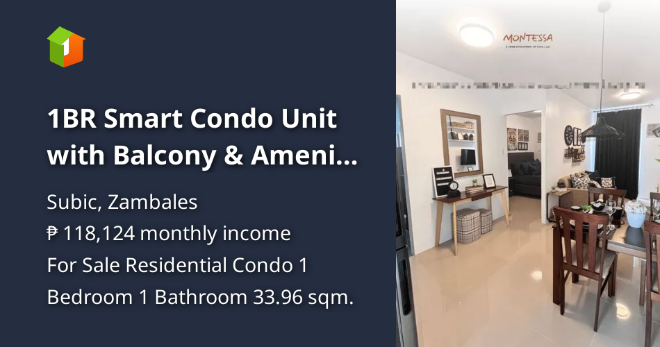 1BR Smart Condo Unit with Balcony & Amenity View on 10th floor at ...