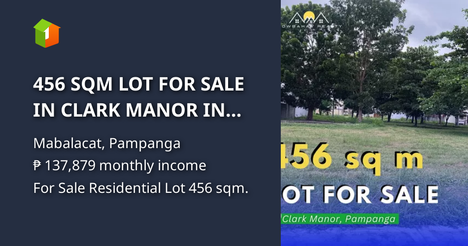 456 SQM LOT FOR SALE IN CLARK MANOR IN MABALACAT CITY, PAMPANGA [Lots 🚜 ...