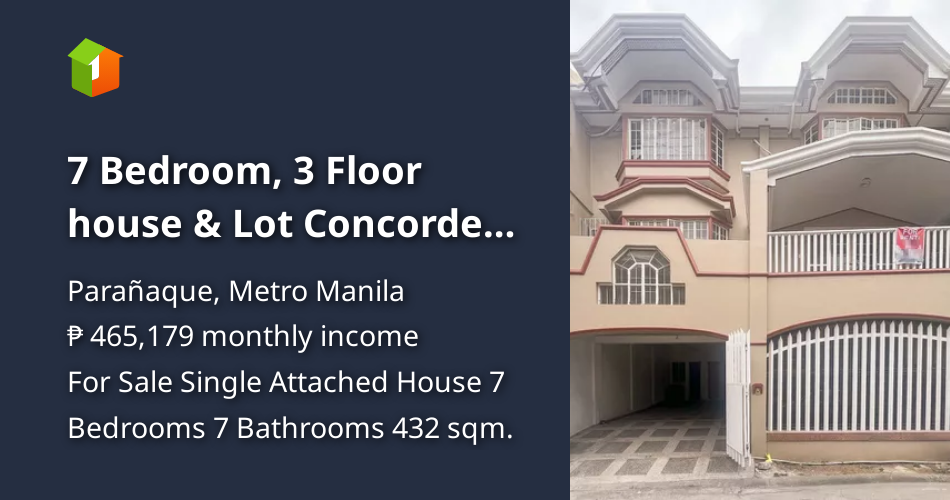7 Bedroom, 3 Floor house & Lot Concorde Village Prime Paranaque/Pasay ...