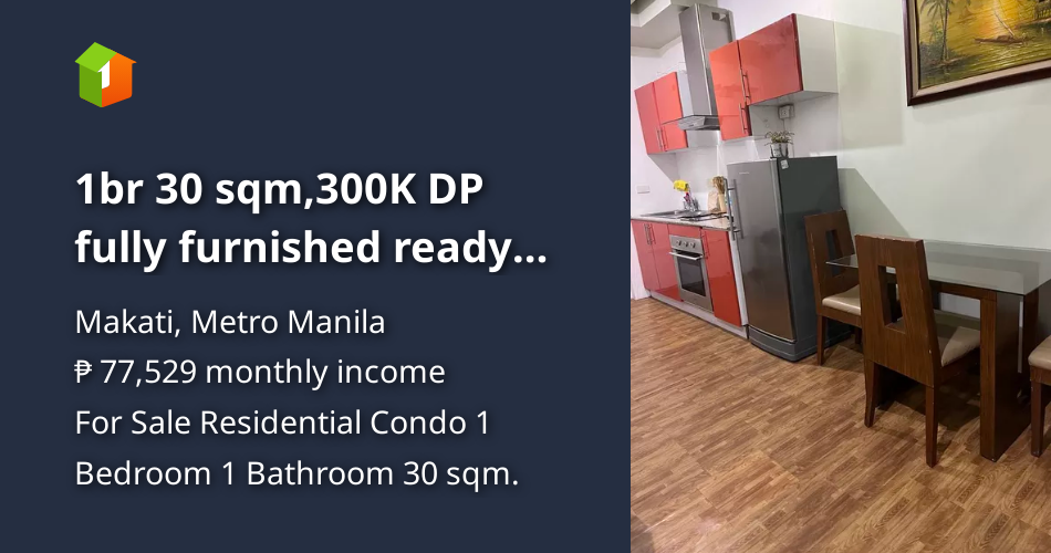 1br 30 sqm,300K DP fully furnished ready for occupancy,clean title cash ...