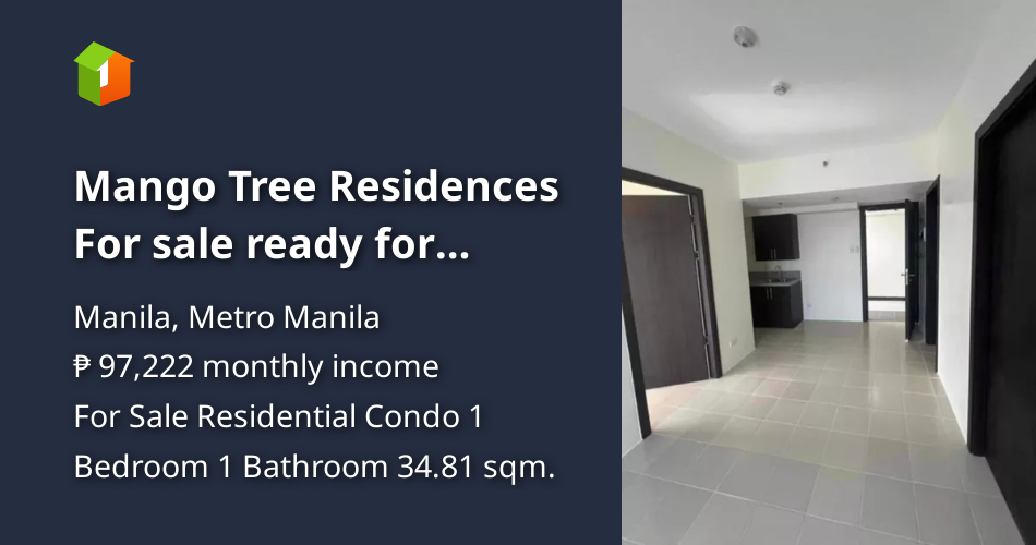 Mango Tree Residences For sale ready for occupancy 34.81sqm 1bedroom ...