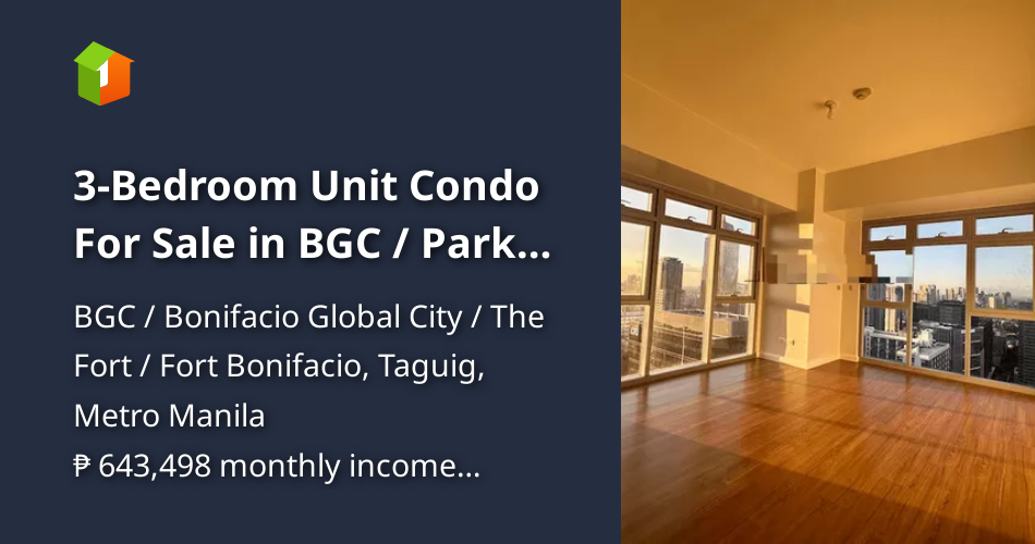 3-Bedroom Unit Condo For Sale in BGC / Park Triangle Residences / The ...