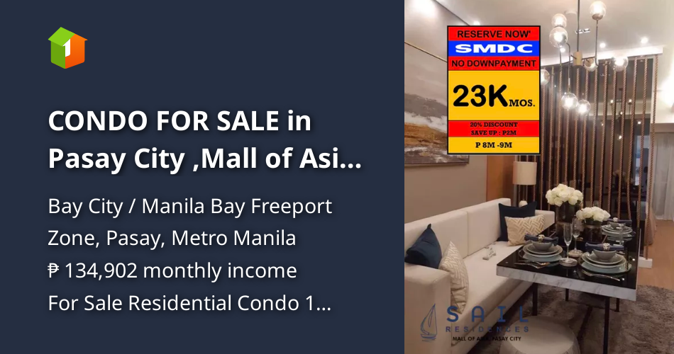 CONDO FOR SALE in Pasay City ,Mall of Asia at Sail Residences [Condos 🏙️] (December 2023) in Bay ...