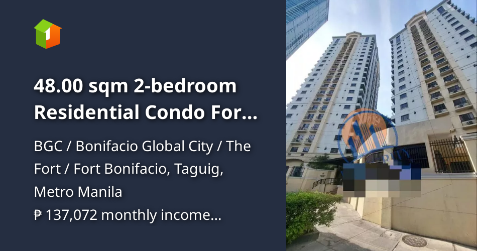 48.00 sqm 2-bedroom Residential Condo For Sale in BGC Taguig [Condos 🏙️ ...