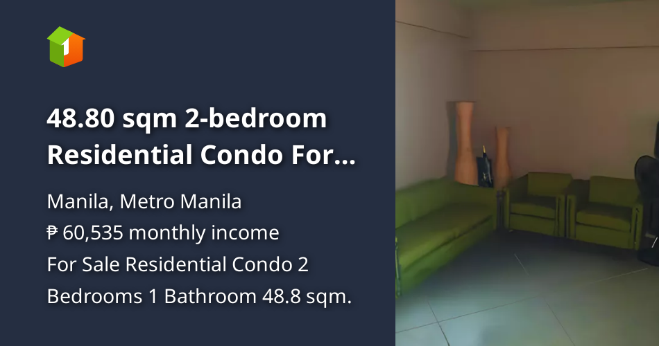 48.80 sqm 2-bedroom Residential Condo For Sale in Sta. Mesa Manila ...