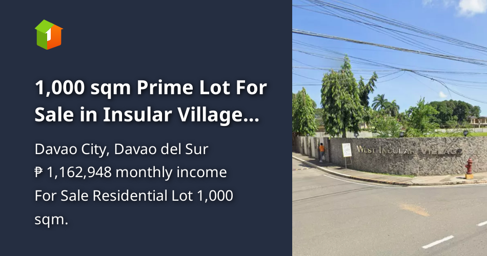 1,000 sqm Prime Lot For Sale in Insular Village Davao City [Lots 🚜 ...