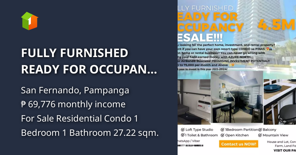 FULLY FURNISHED READY FOR OCCUPANCY CONDO UNIT! BELOW MARKET VALUE ...