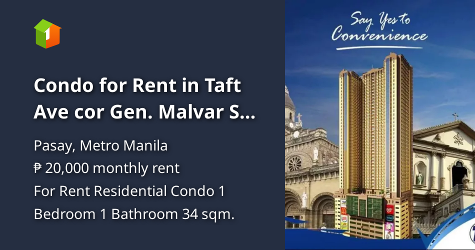 Condo for Rent in Taft Ave cor Gen. Malvar St, Malate Manila. [Condos 🏙 ...