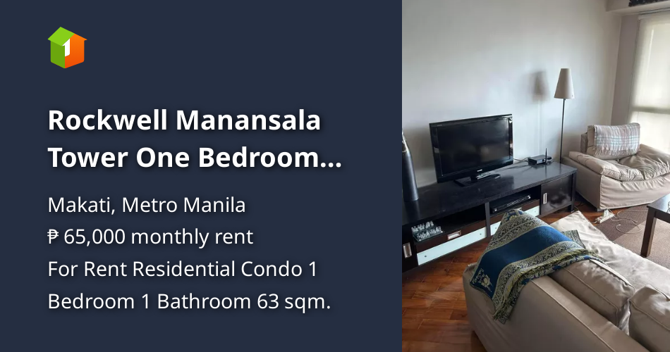 Rockwell Manansala Tower One Bedroom For Rent Furnished [Condos 🏙️ ...