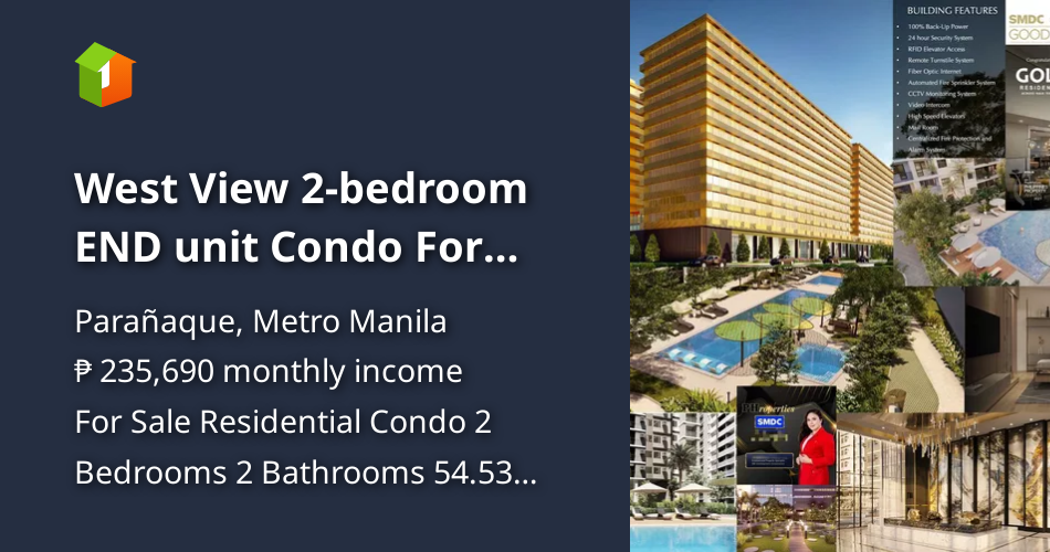 West View 2-bedroom END unit Condo For Sale in GOLD RESIDENCES ...