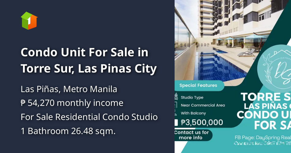 Condo Unit For Sale in Torre Sur, Las Pinas City [Condos 🏙️] (August ...