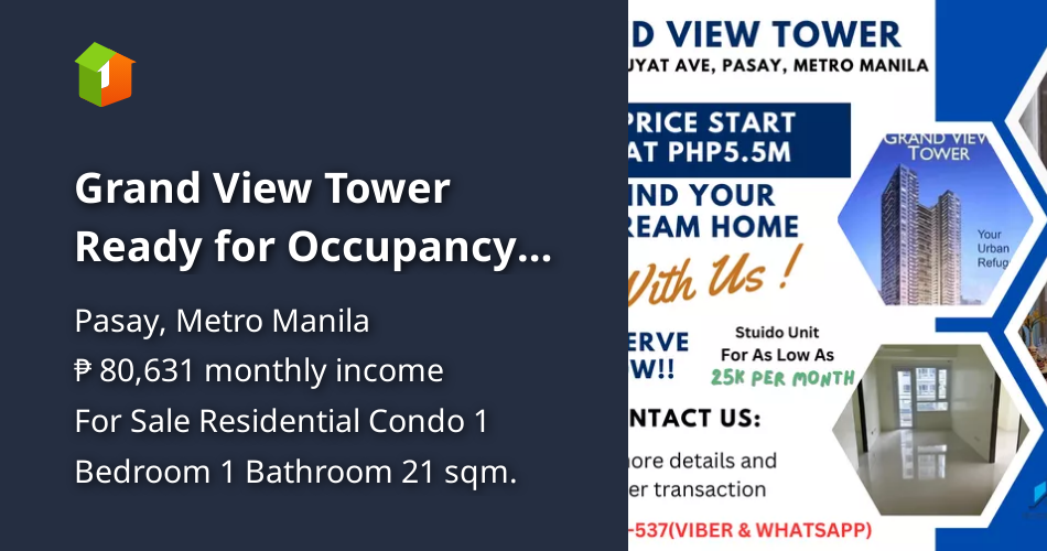 Grand View Tower Ready for Occupancy Condo in Pasay [Condos 🏙️] (June ...