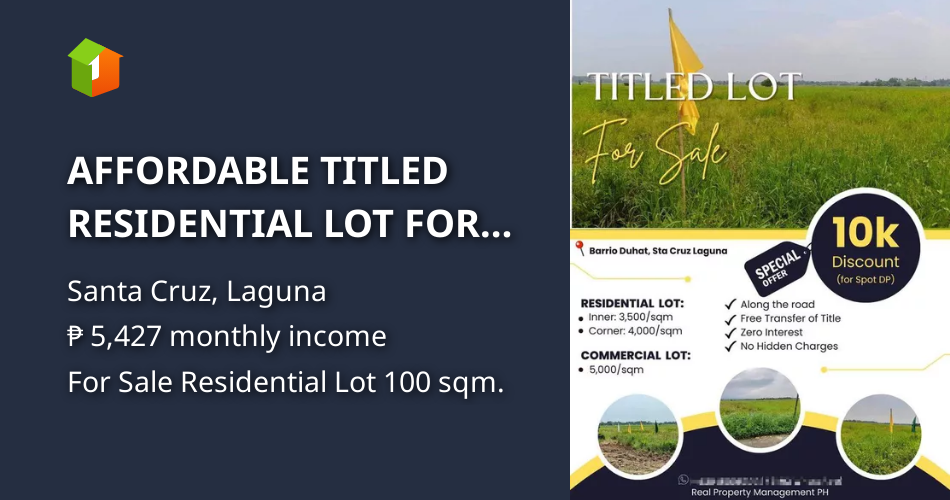 AFFORDABLE TITLED RESIDENTIAL LOT FOR SALE IN STA CRUZ LAGUNA [Lots 🚜 ...