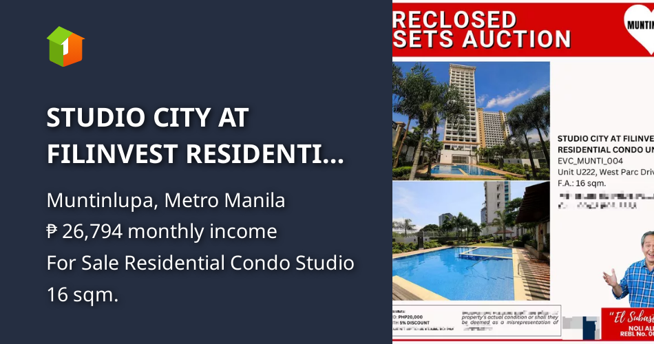 STUDIO CITY AT FILINVEST RESIDENTIAL CONDO UNIT [Condos 🏙️] (February ...