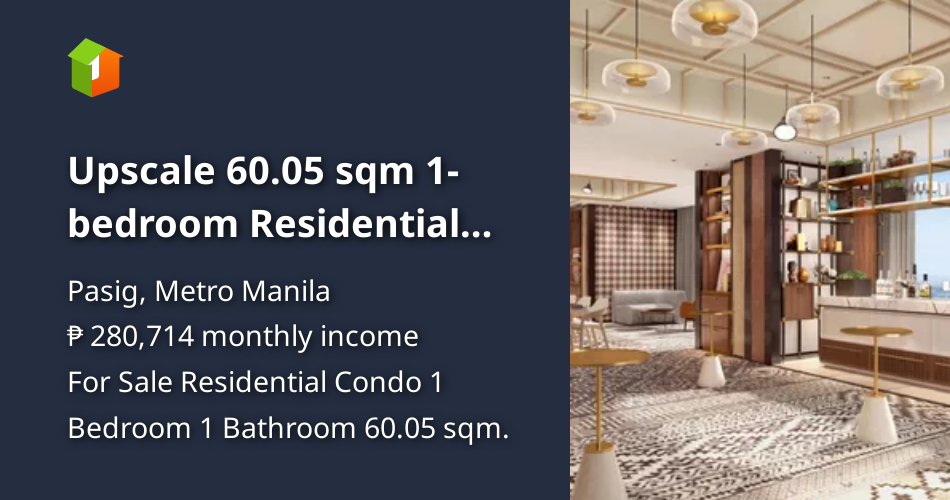 Upscale 60.05 sqm 1-bedroom Residential Condo For Sale in Laya by Shang Properties at Pasig City ...