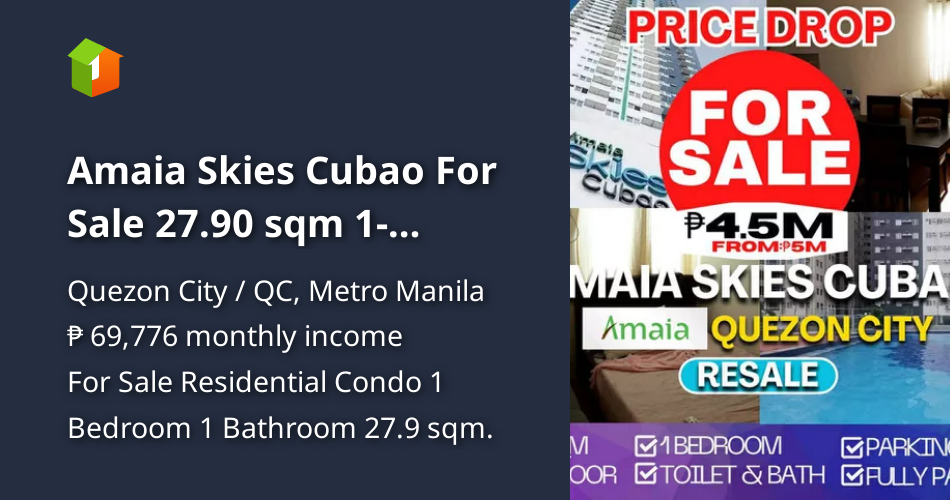 Amaia Skies Cubao For Sale 27.90 sqm 1-bedroom in Quezon City [Condos 🏙 ...
