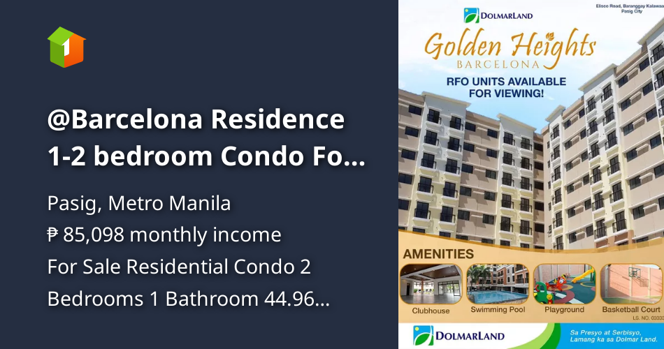 @Barcelona Residence 1-2 bedroom Condo For Sale in Pasig Metro Manila ...