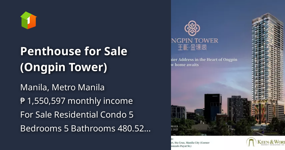 Penthouse for Sale (Ongpin Tower) [Condos 🏙️] (September 2025) in ...