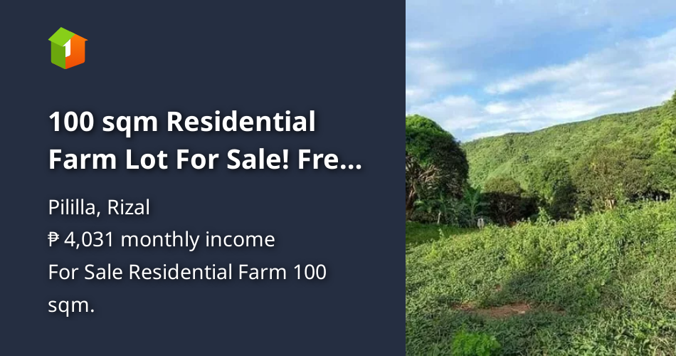 100 sqm Residential Farm Lot For Sale! Free Transfer of Title &Muhon ...