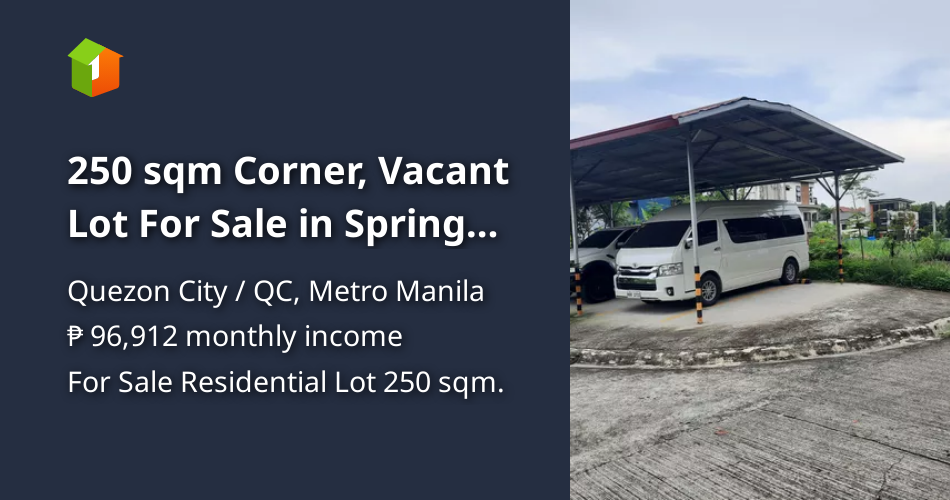 250 sqm Corner, Vacant Lot For Sale in Spring Country Filinvest 2 [Lots ...