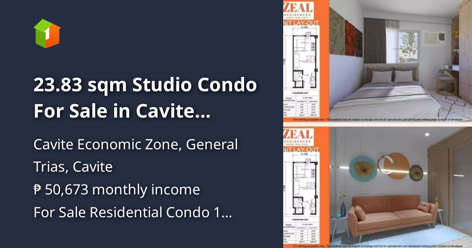 23.83 sqm Studio Condo For Sale in Cavite Economic Zone General Trias [Condos 🏙️] (November 2023 ...