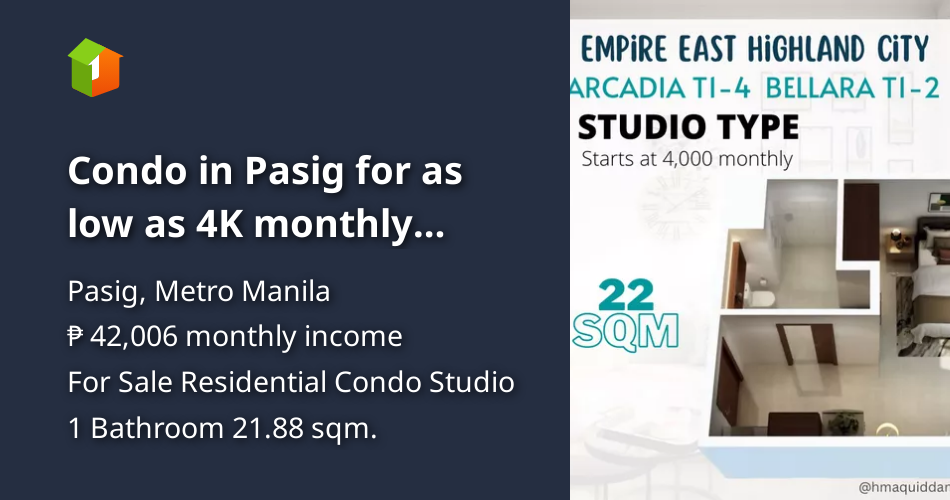 Condo in Pasig for as low as 4K monthly Studio Type Pre-Selling [Condos ...