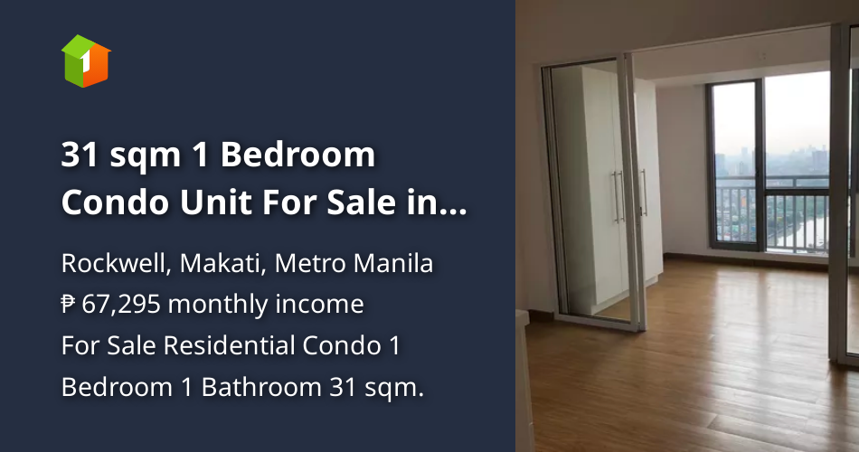 31 sqm 1 Bedroom Condo Unit For Sale in Acqua Sutherland Makati Metro ...