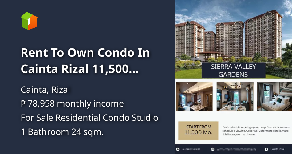 Rent To Own Condo In Cainta Rizal 11,500 Monthly Studio [Condos 🏙️] (November 2025) in Cainta ...