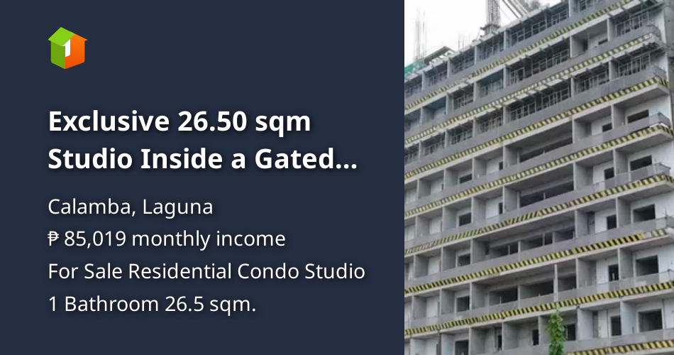 Exclusive 26.50 sqm Studio Inside a Gated and RFID-Secured Mid-Rise ...