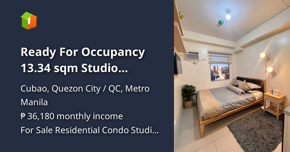 Ready For Occupancy 13.34 sqm Studio Residential Condo For Sale in ...