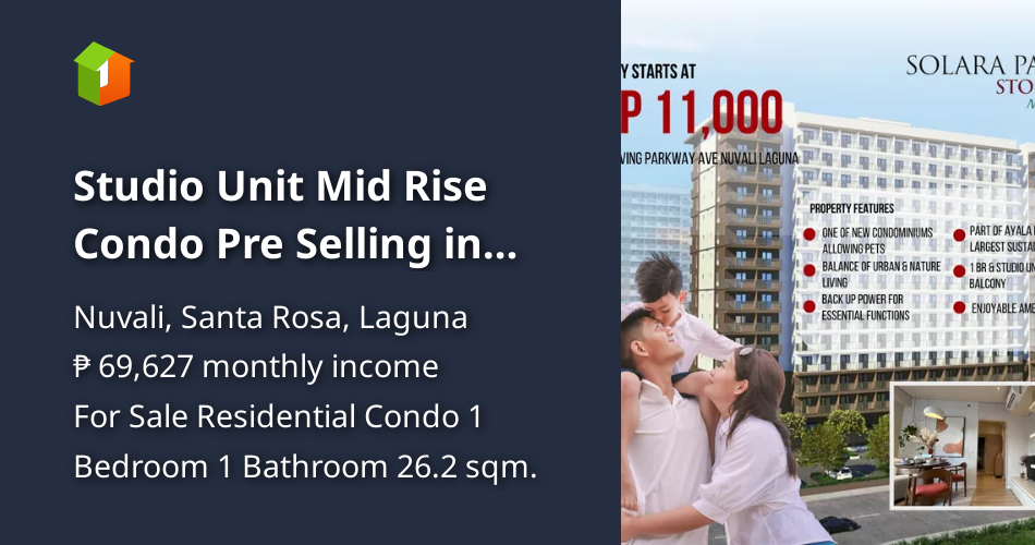 Studio Unit Mid Rise Condo Pre Selling in Nuvali Sta Rosa Laguna-Low ...
