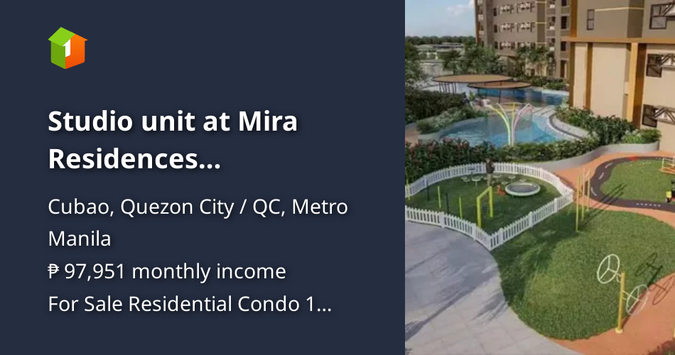 Studio unit at Mira Residences Condominium near Cubao Quezon city ...