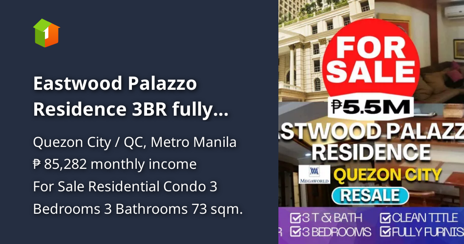 Eastwood Palazzo Residence 3BR fully furnished Condo unit For Sale ...