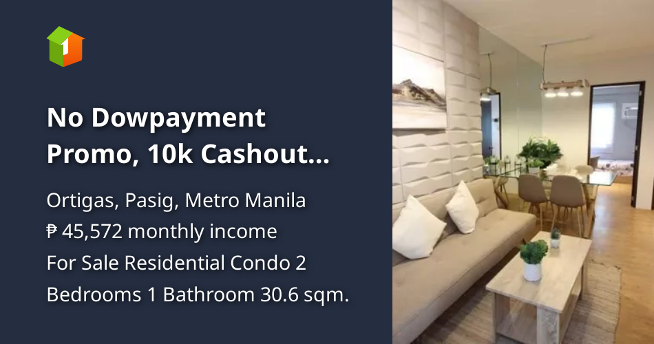 No Dowpayment Promo, 10k Cashout only for 30.60 sqm 2bedroom unit ...