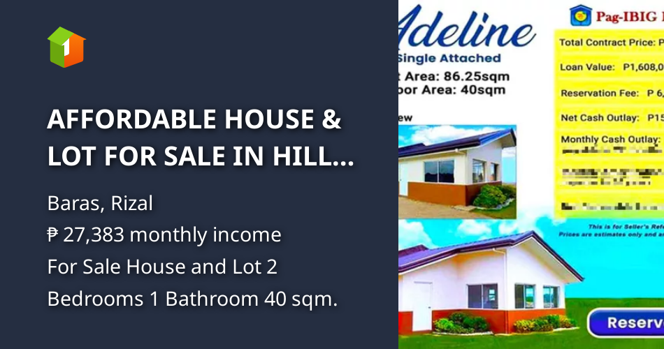 AFFORDABLE HOUSE & LOT FOR SALE IN HILLS VIEW BARAS RIZAL- ADELINE ...