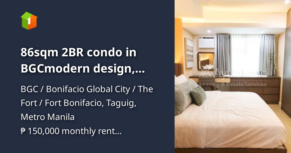 86sqm 2BR condo in BGCmodern design, premium finishes, steps from top ...