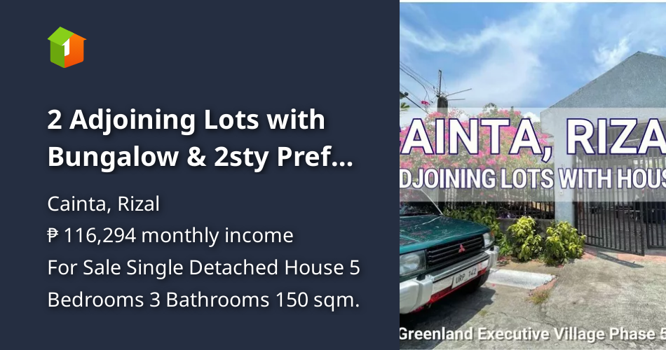 2 Adjoining Lots with Bungalow & 2sty Prefab House For Sale in Cainta ...