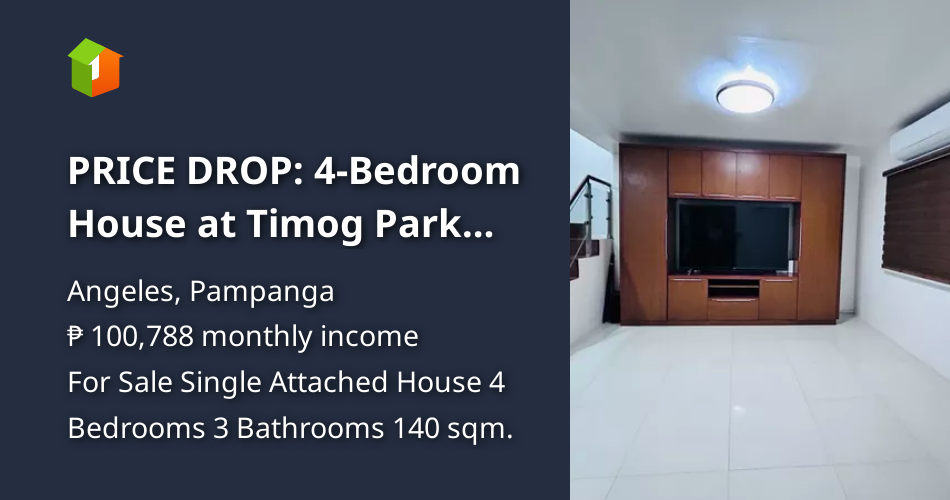 PRICE DROP: 4-Bedroom House at Timog Park Homes, Angeles City Now PHP 6 ...