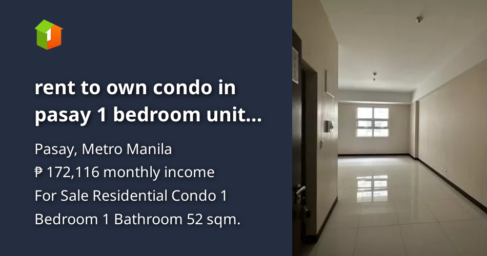 Rent to own condo in pasay 1 bedroom unit condo ready for occupancy ...